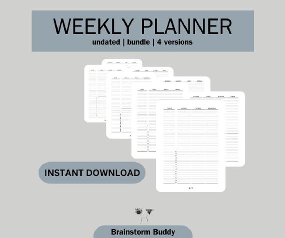 Weekly Planner Bundle Multiple Formats Undated Printable Planner Monday ...