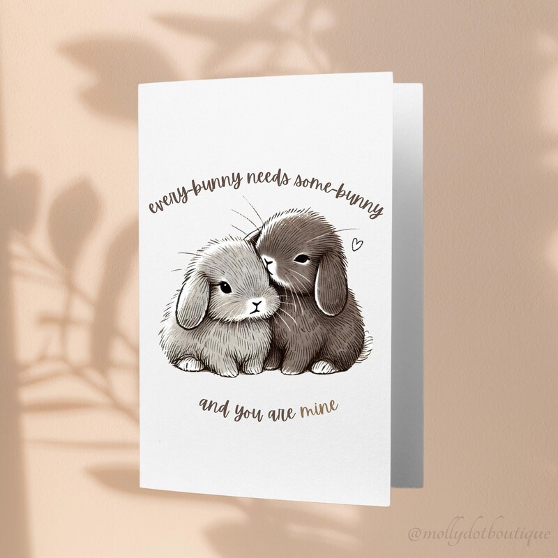 Valentine Rabbit Bunny Card - Etsy UK
