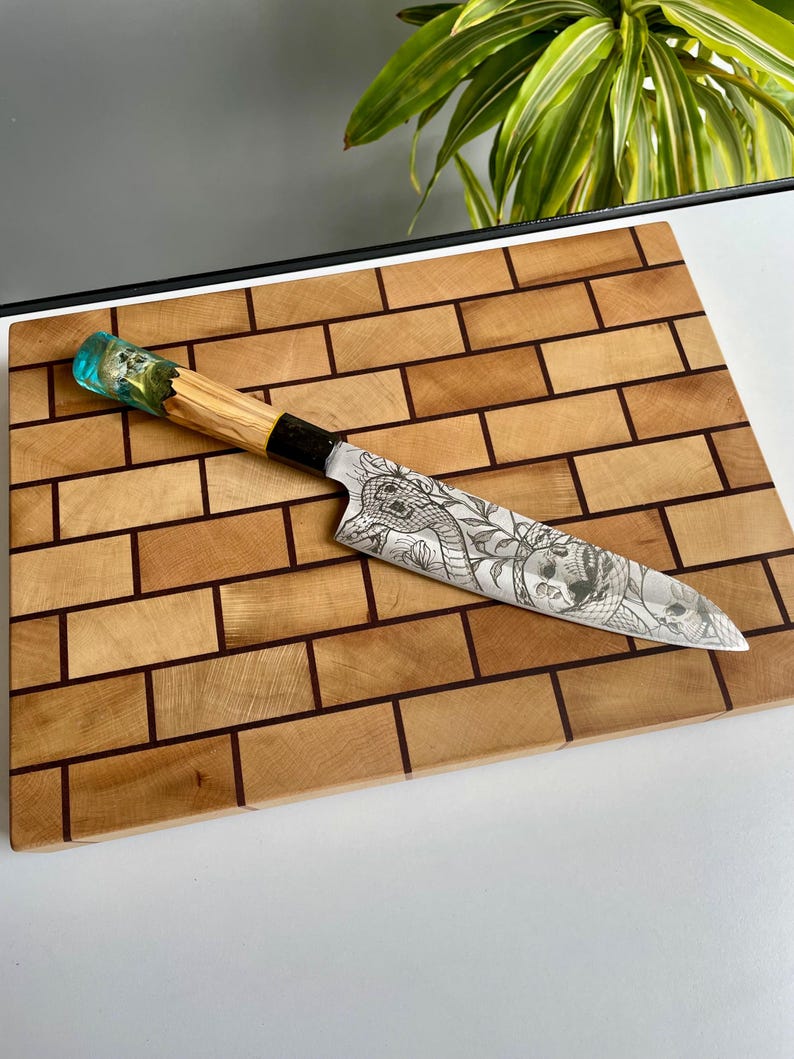 8" Custom Cobra Skull Chef Knife - N690 Stainless Steel Kitchen Blade ...