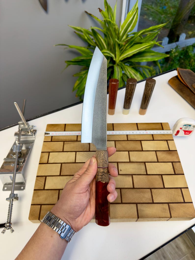 Custom Handcrafted Bunka Chef Knife: N690 Stainless Steel Kitchen Blade ...