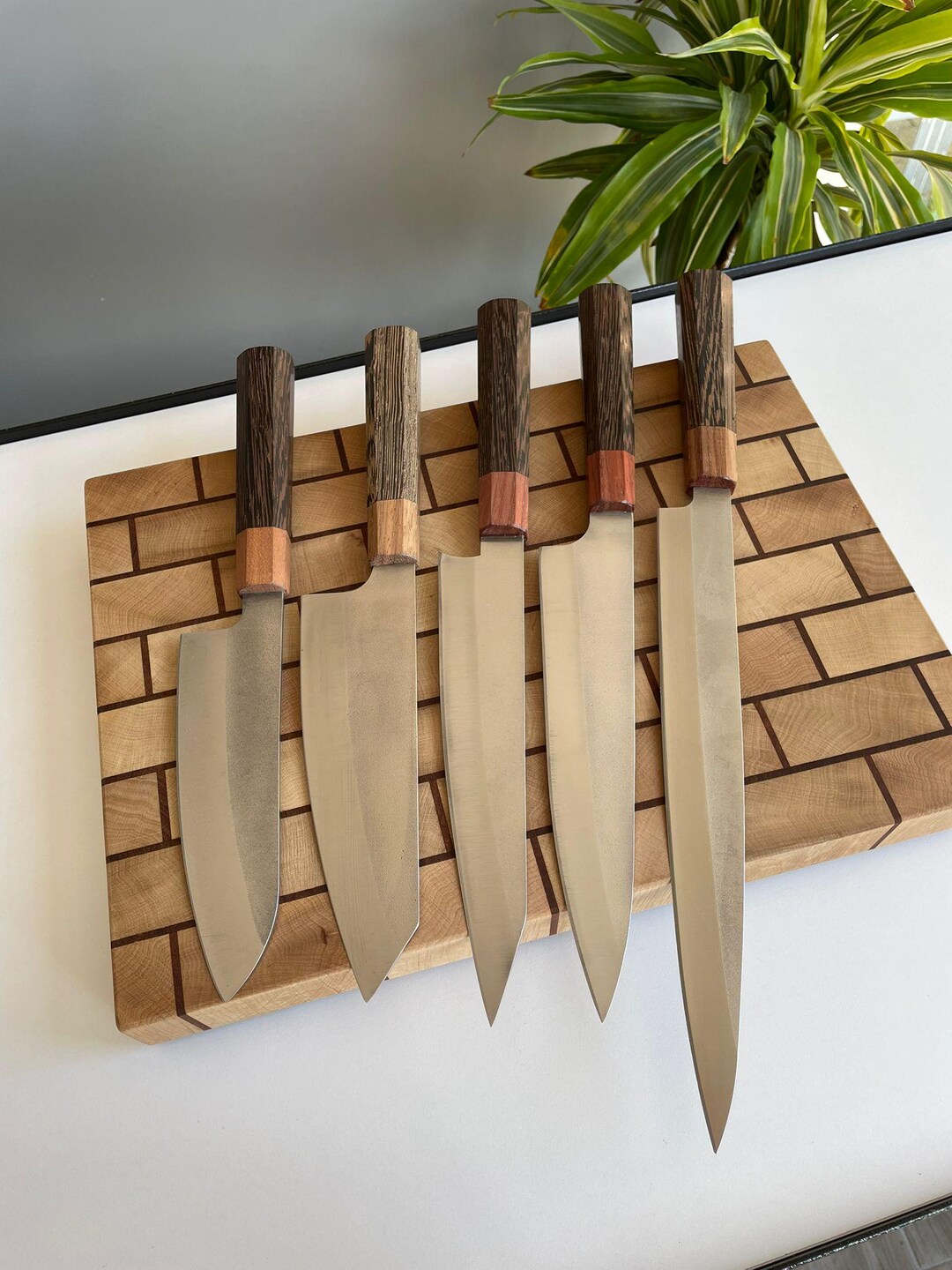 Handcrafted N690 Stainless Steel Chef Knife Set: Custom Yanagiba ...