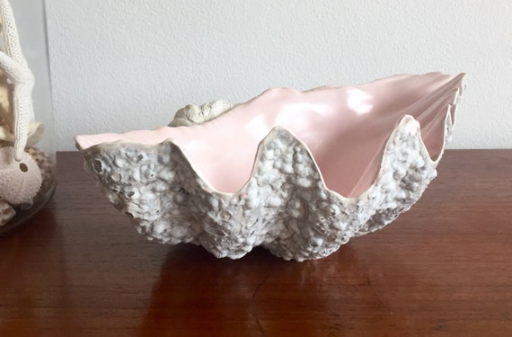 Items similar to Large Clam Shell Dish / Handmade Faux Ceramic ...