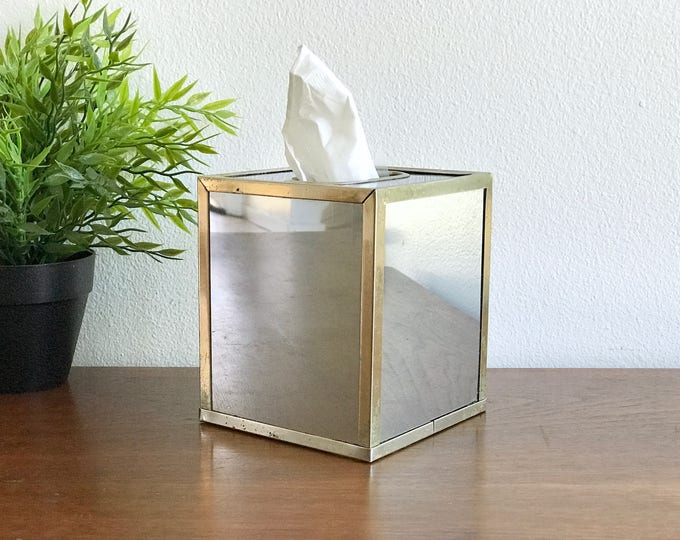 Chrome Tissue Box - Brass Mirrored Tissue Box Holder - Gold Metal ...