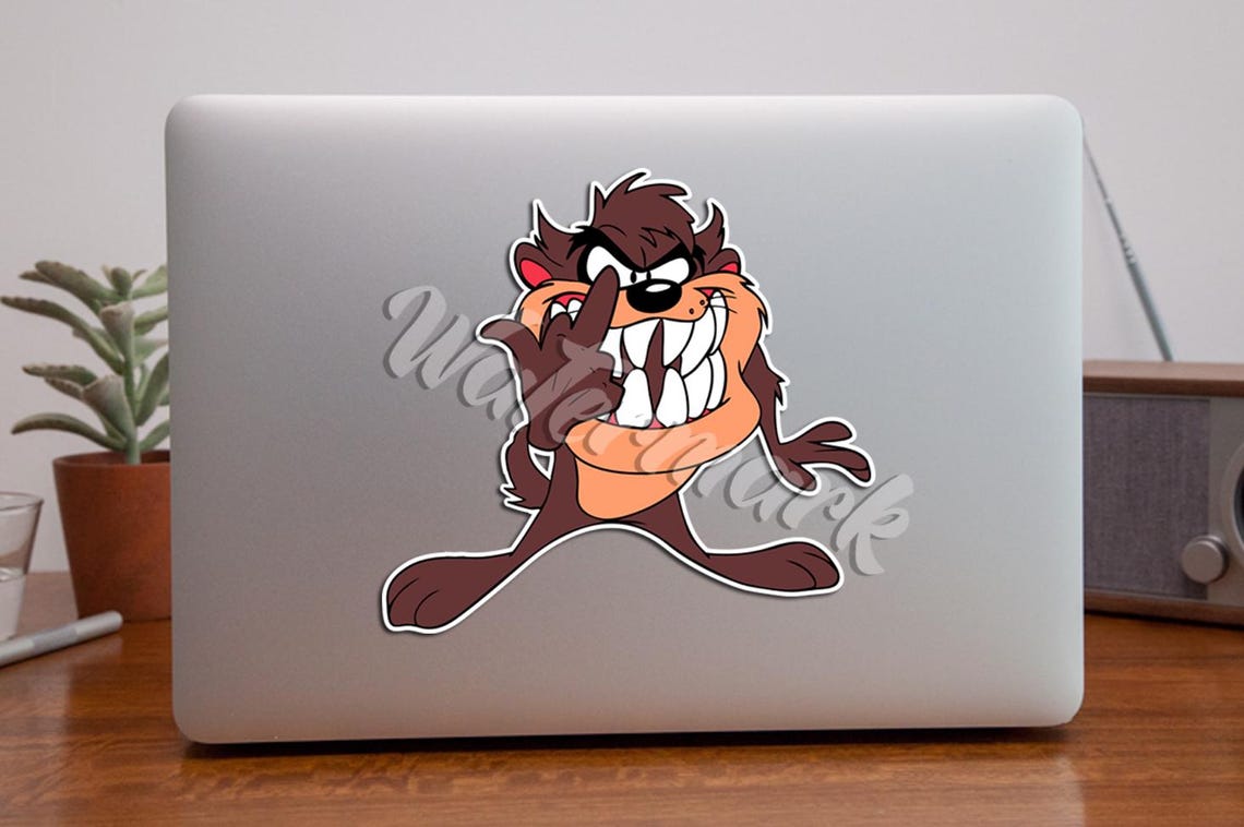 Taz Cartoon Middle Finger Tasmanian Devil Vinyl Decal / Sticker 10 ...