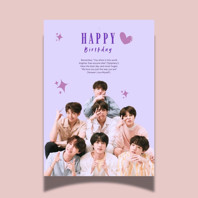 Birthday Card, BTS, Birthday Card for Girls - Etsy
