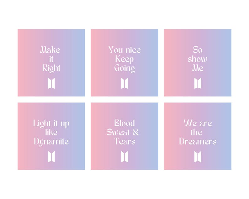 BTS Affirmation Cards Kpop Printable Army Gift Digital Download BTS ...