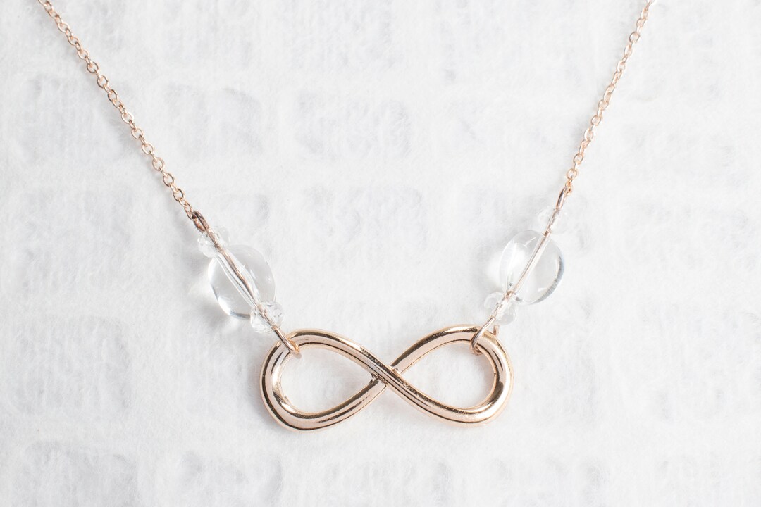 Infinity Symbol Necklace With Rose Gold and Quartz - Etsy