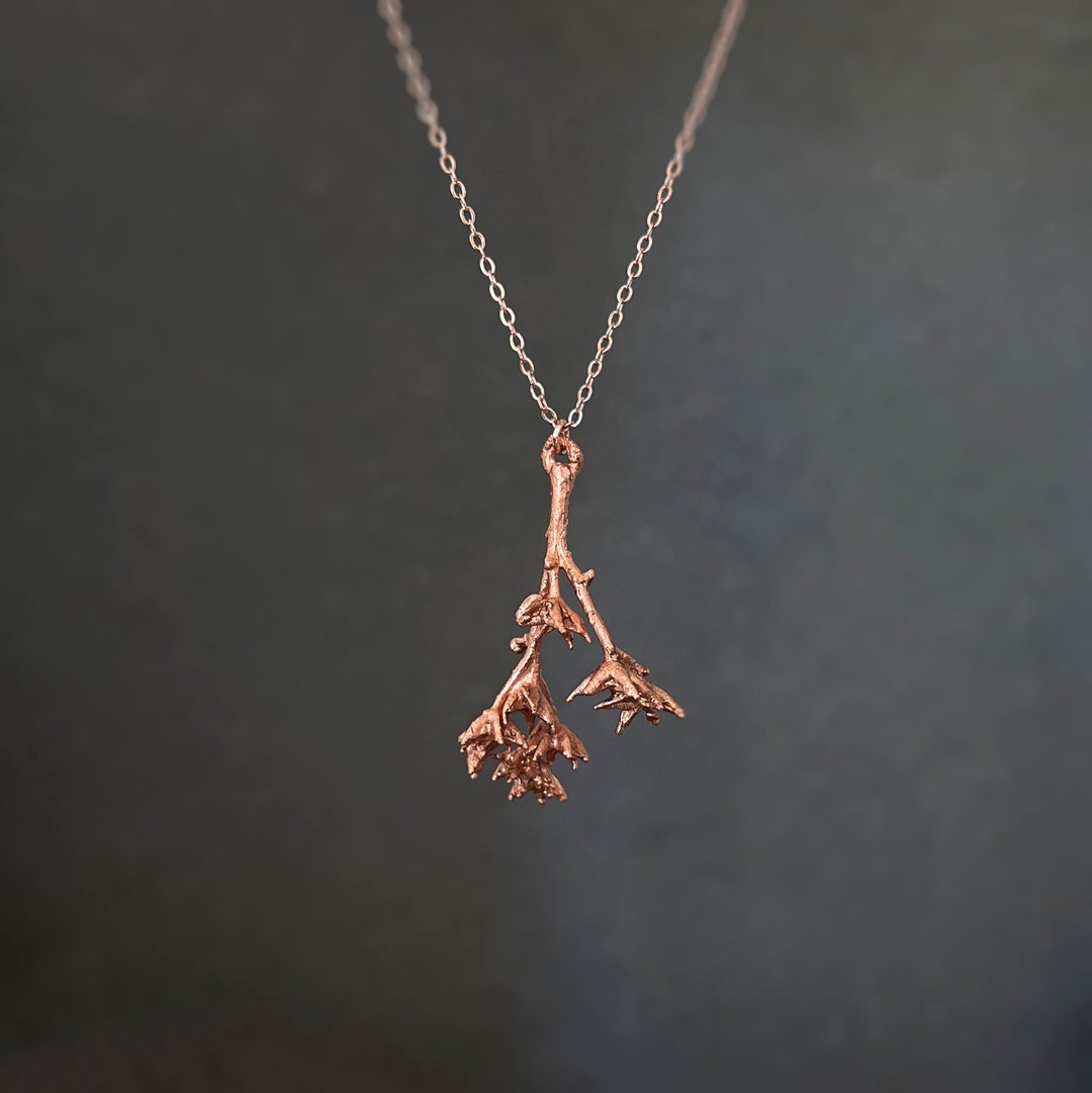 Electroplated Copper Sedum Flower Pendant: Handmade Nature Jewelry - Etsy