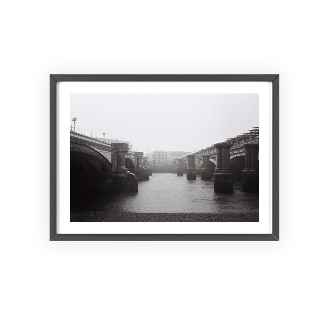 Black and White Bridge Poster With Wooden Frame, Minimalist Wall Art ...