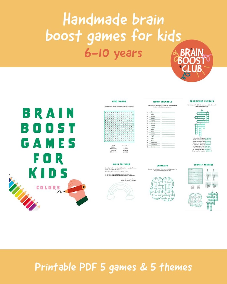 5 THEME BUNDLE | Printable Word Brain Boost Games for Kids | Literacy ...