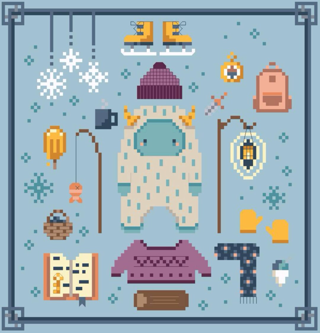 Cosy Yeti Cross Stitch Pattern PDF. Winter, Cute, Monster, Abominable ...