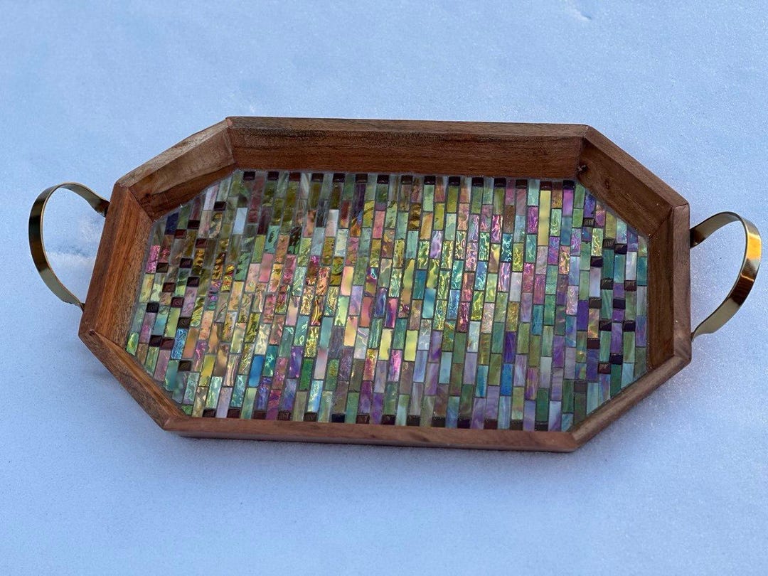 Iridescent Mosaic Rectangular Tray - Etsy