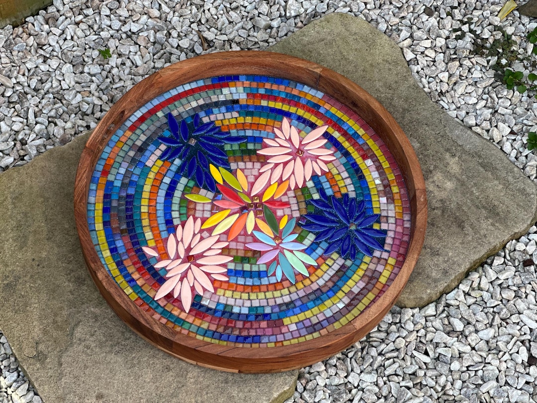 Rainbow Mosaic Serving Tray - Etsy