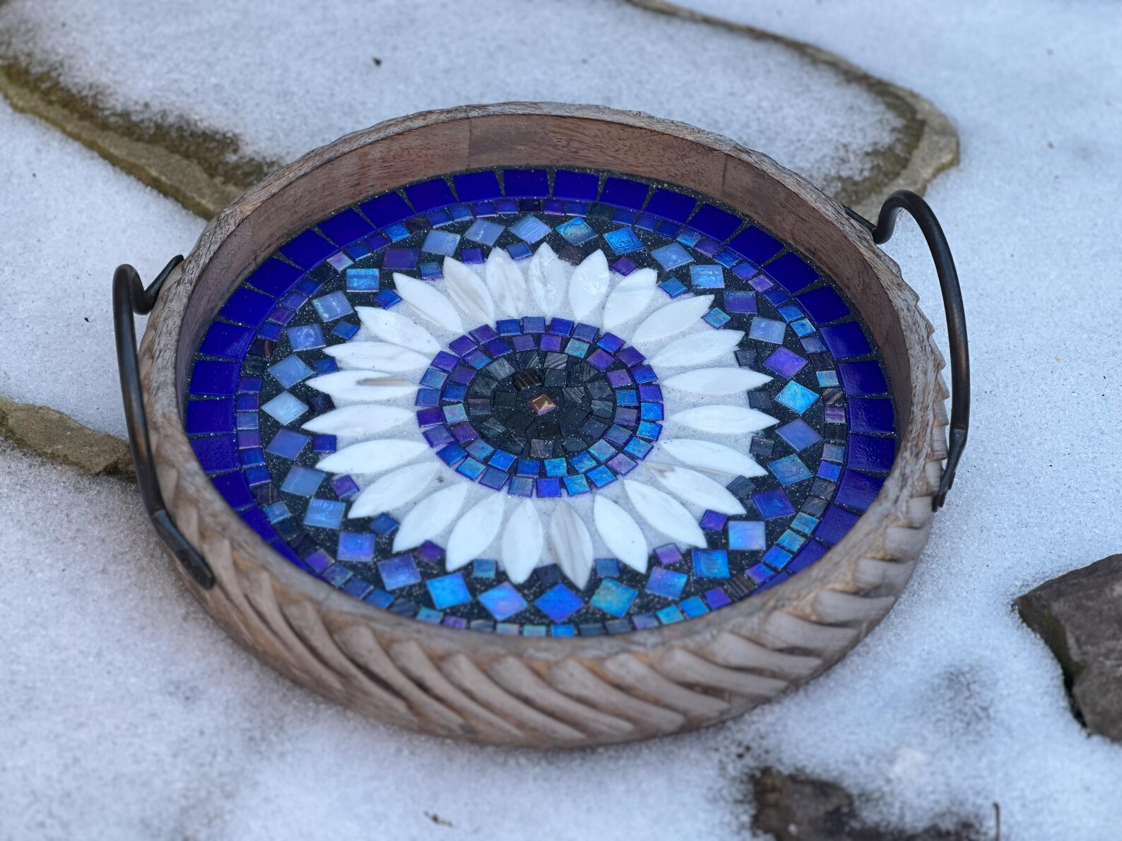 Blue Blossom Mosaic Serving Tray - Etsy