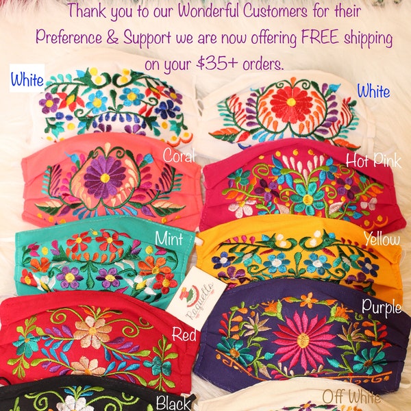 Embroidered Face Mask - Etsy