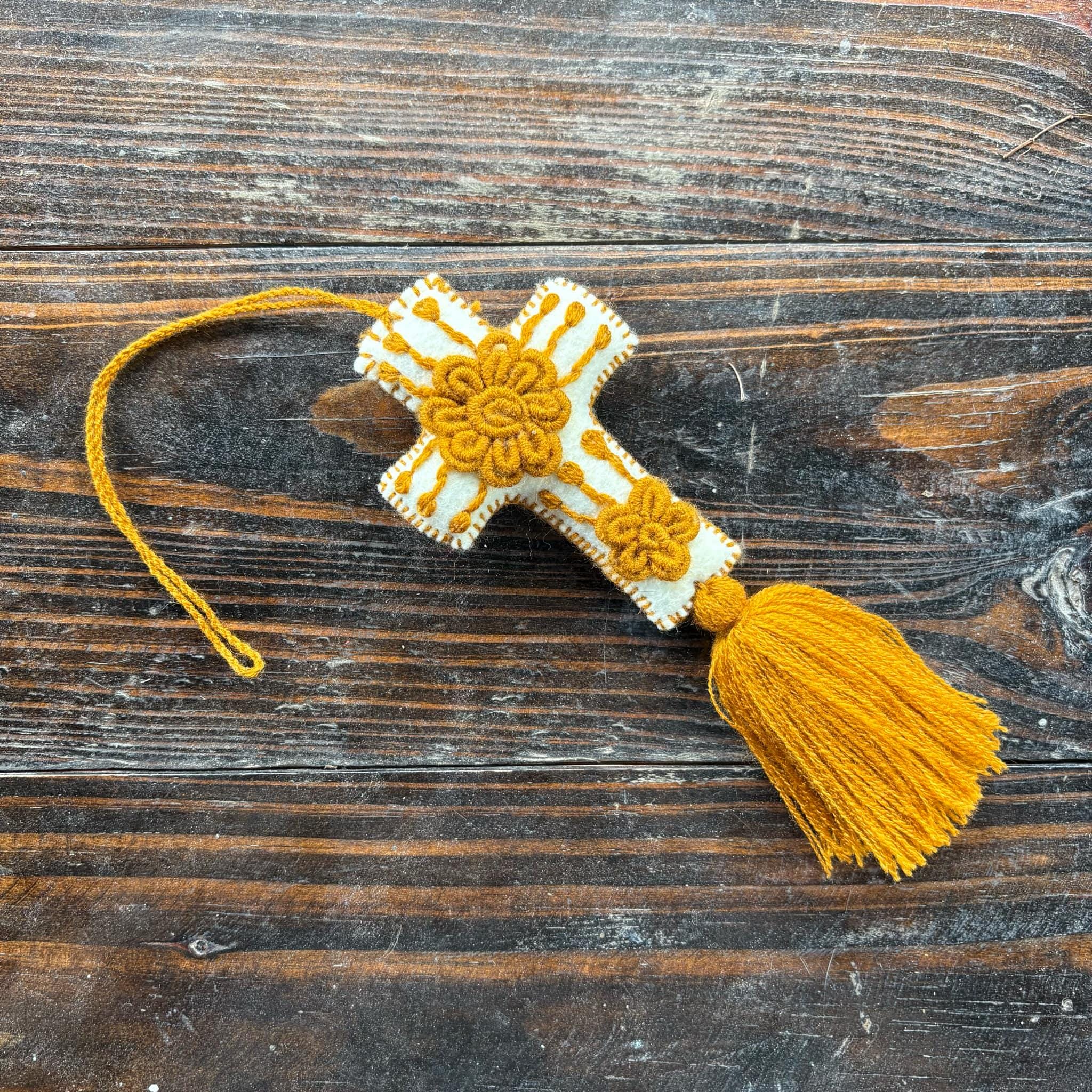 Hand-embroidered Cross Keychain or Handbag Charm, Backpack Charm ...
