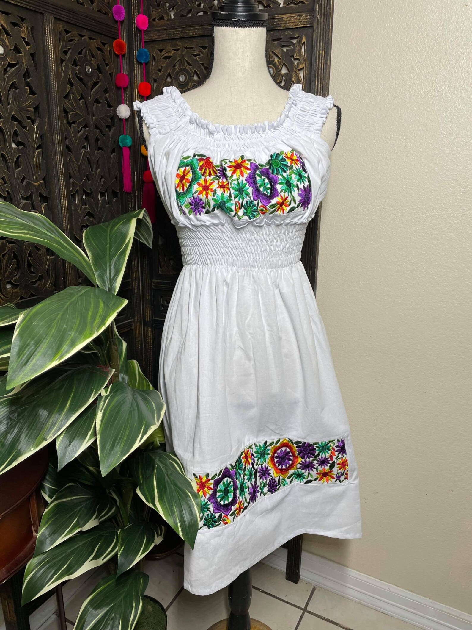 Beautiful Embroidered Sun Dress Artisanal Embroidered Summer - Etsy