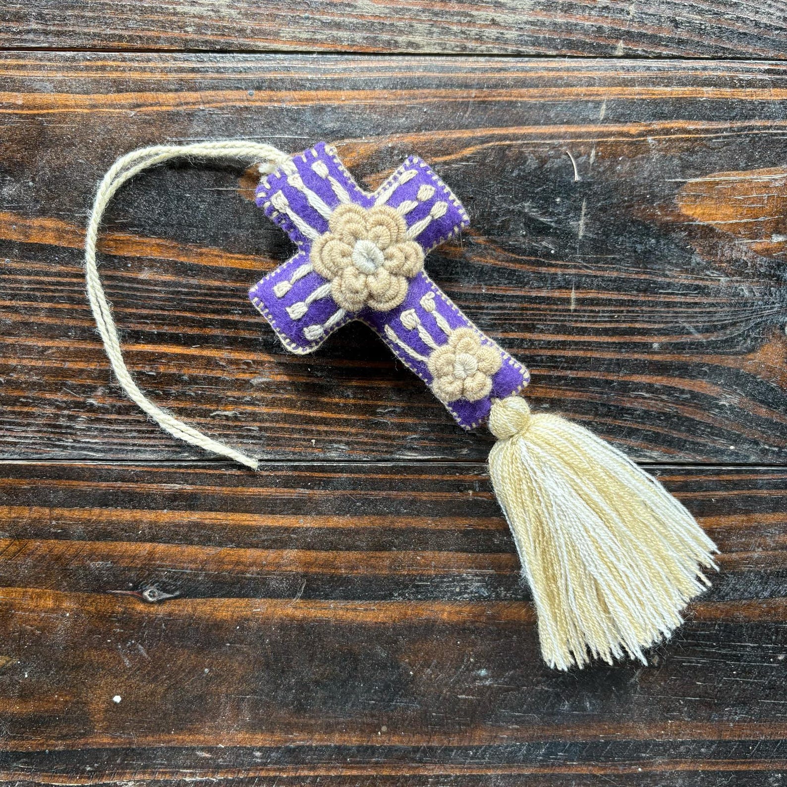 Hand-embroidered Cross Keychain or Handbag Charm, Backpack Charm ...