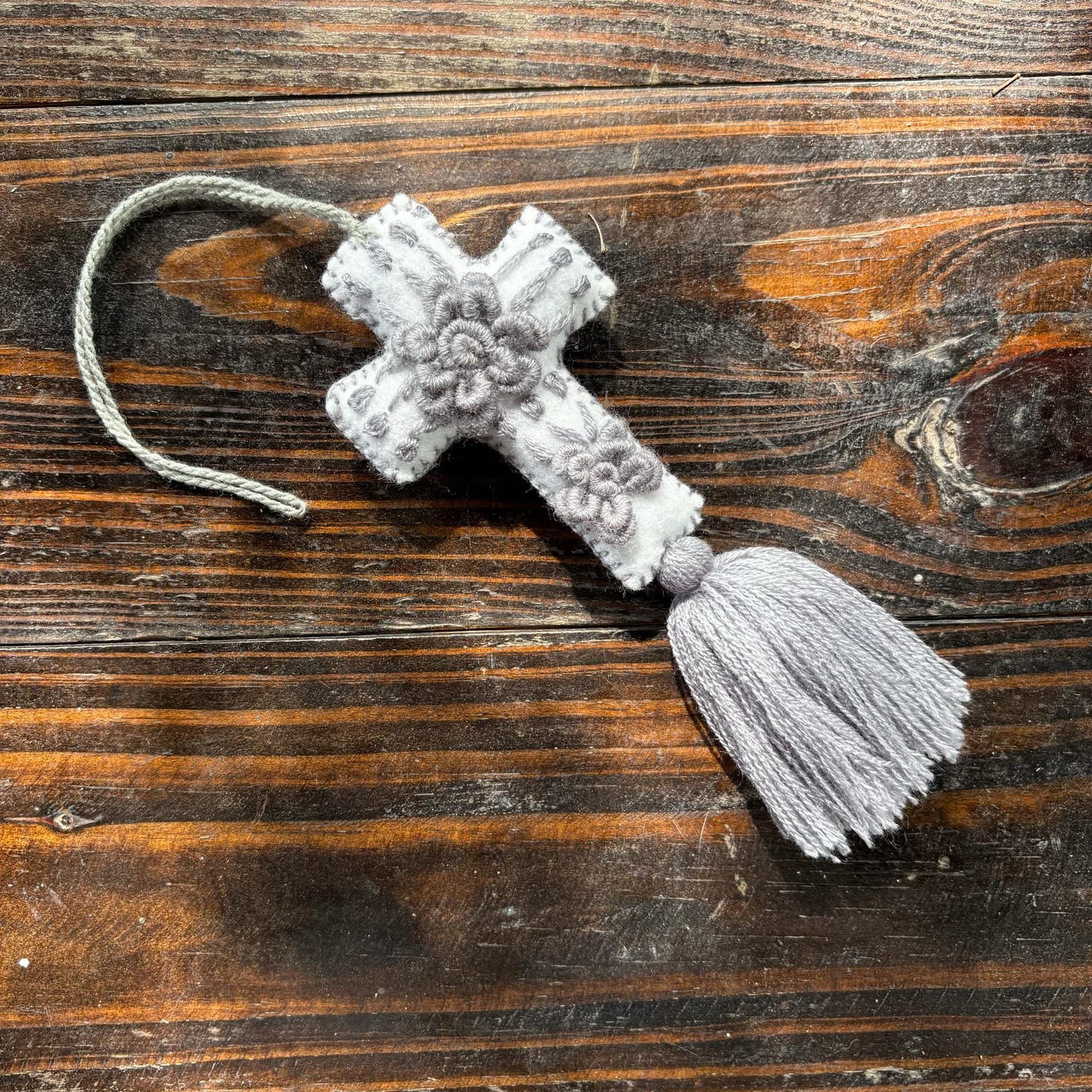 Hand-embroidered Cross Keychain or Handbag Charm, Backpack Charm ...