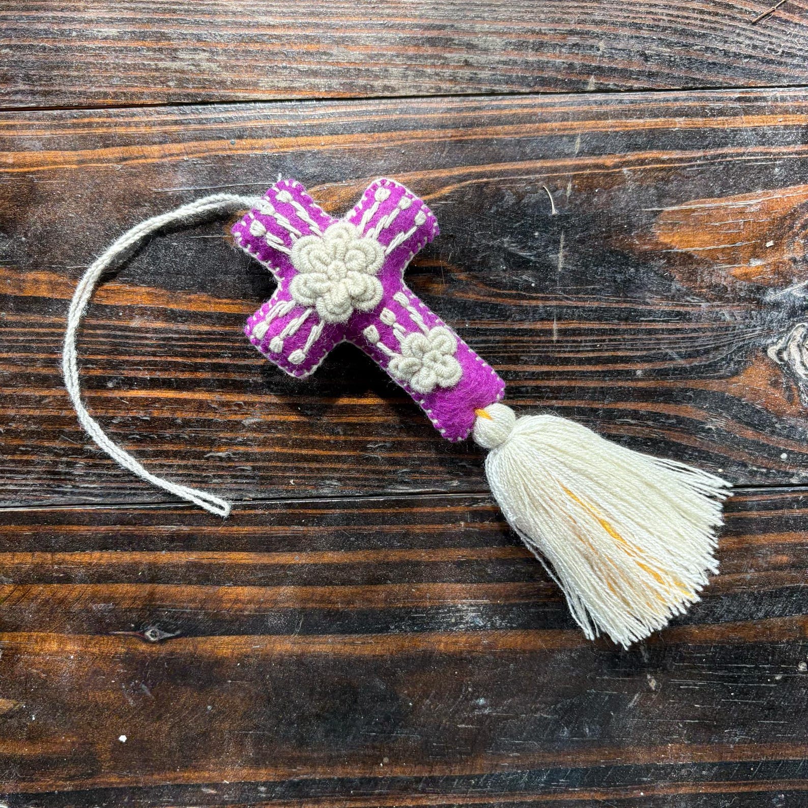 Hand-embroidered Cross Keychain or Handbag Charm, Backpack Charm ...