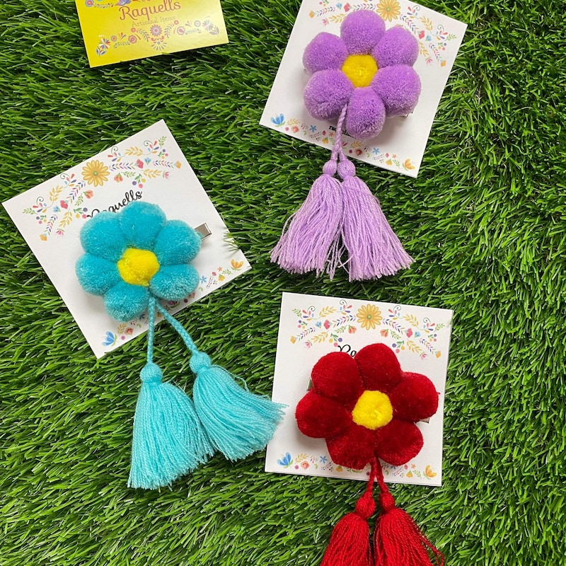 Pom Hair Clips - Etsy