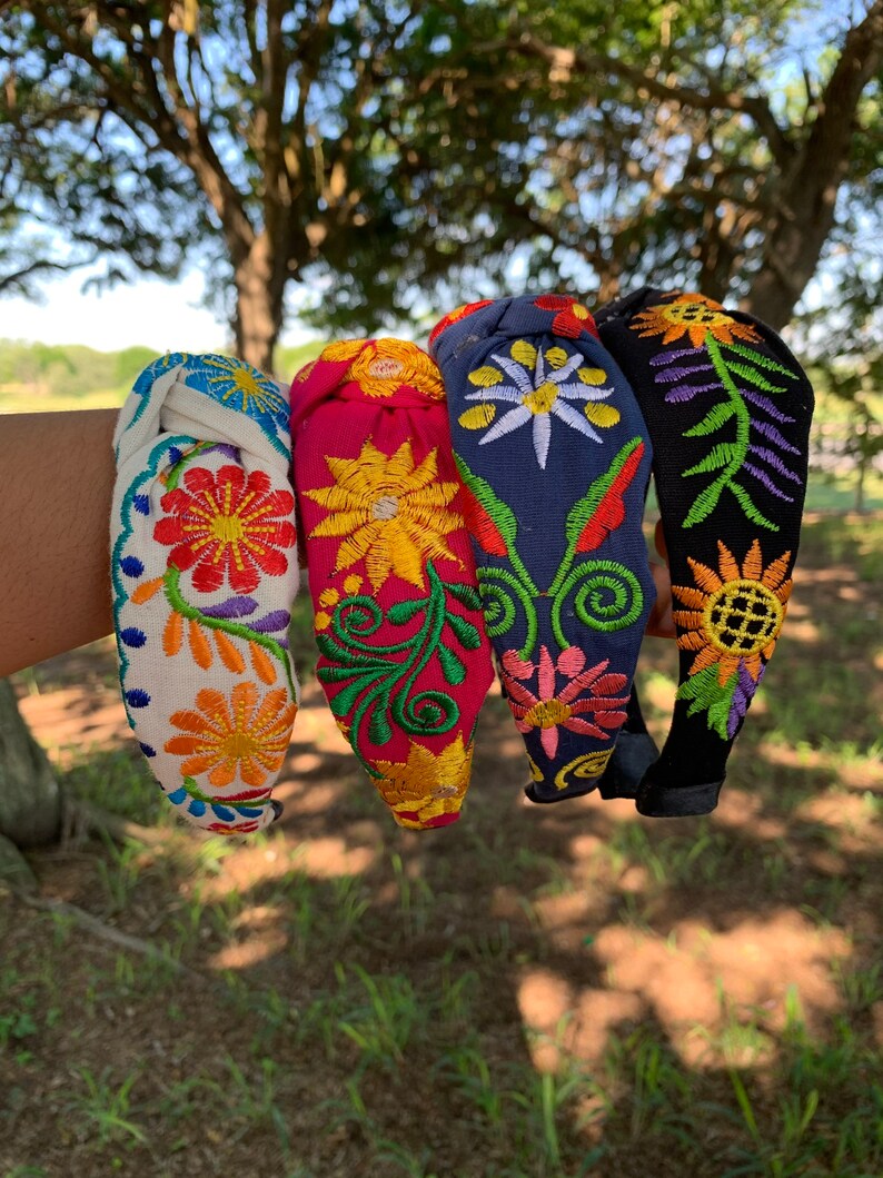 Hand Embroidered Floral Headbands Artisanal Headbands - Etsy