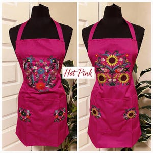 Stunning Handcrafted Floral Design Embroidered Cooking Apron | Unique ...