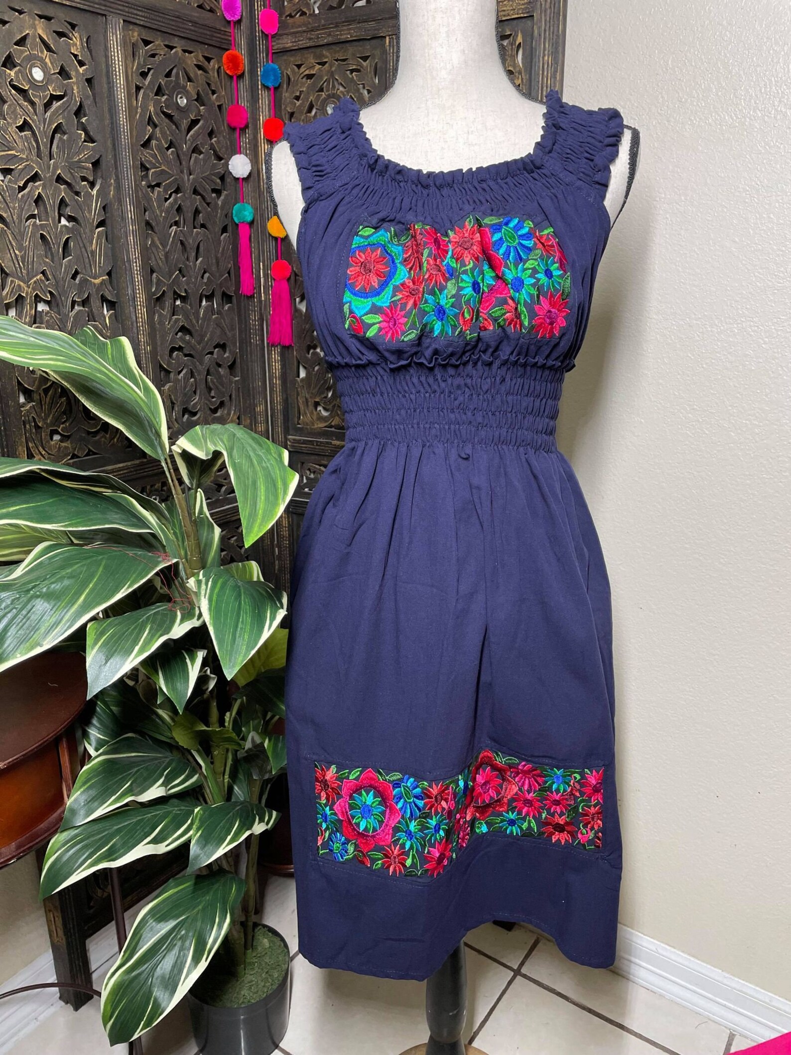 Beautiful Embroidered Sun Dress Artisanal Embroidered Summer - Etsy