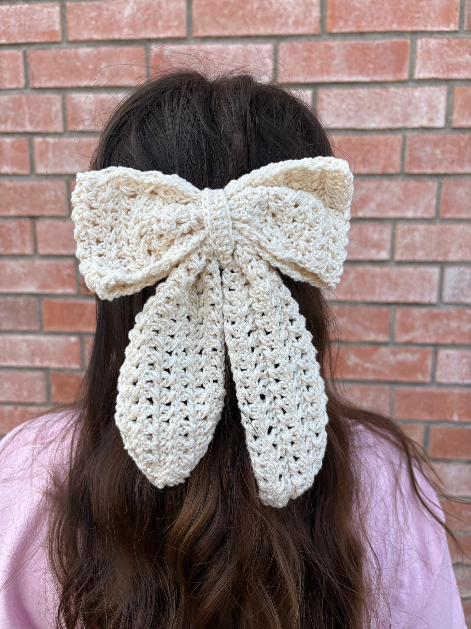 Crochet Hair Bow- Hair Bow, Coquette Bow, Coquette Aesthetic, Handmade ...