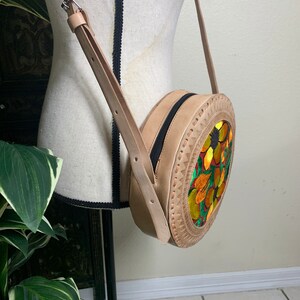 Double Sided Leather Round Purses Embroidered Genuine | Etsy