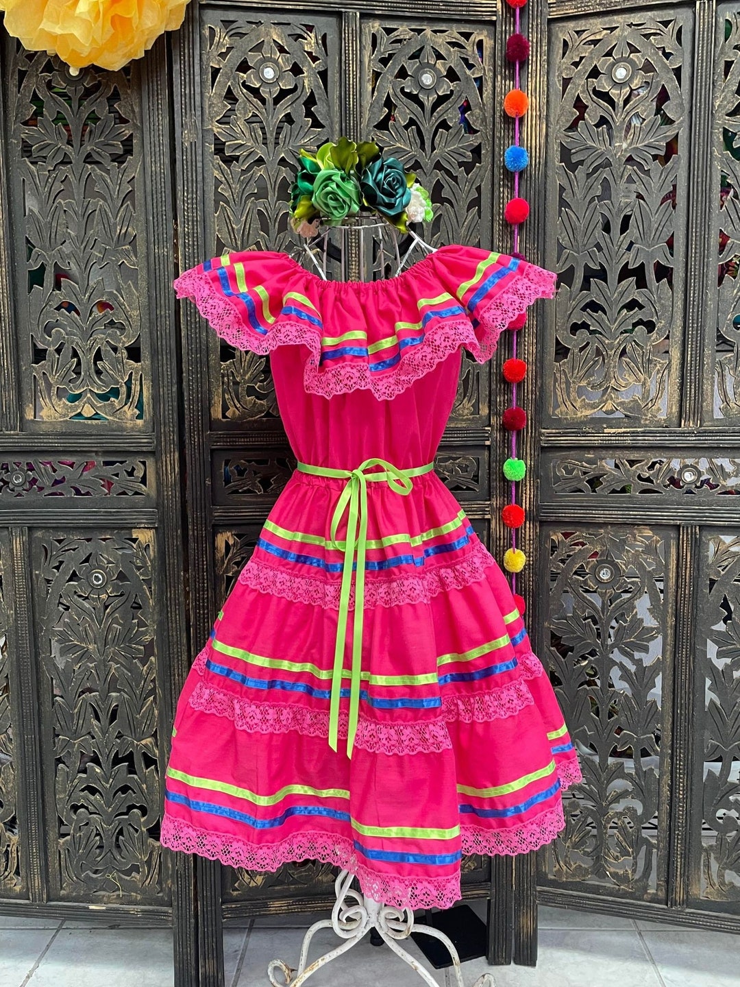 Ready to Ship Fiesta Dress - Girls Halloween Costume - Handmade Mexican ...
