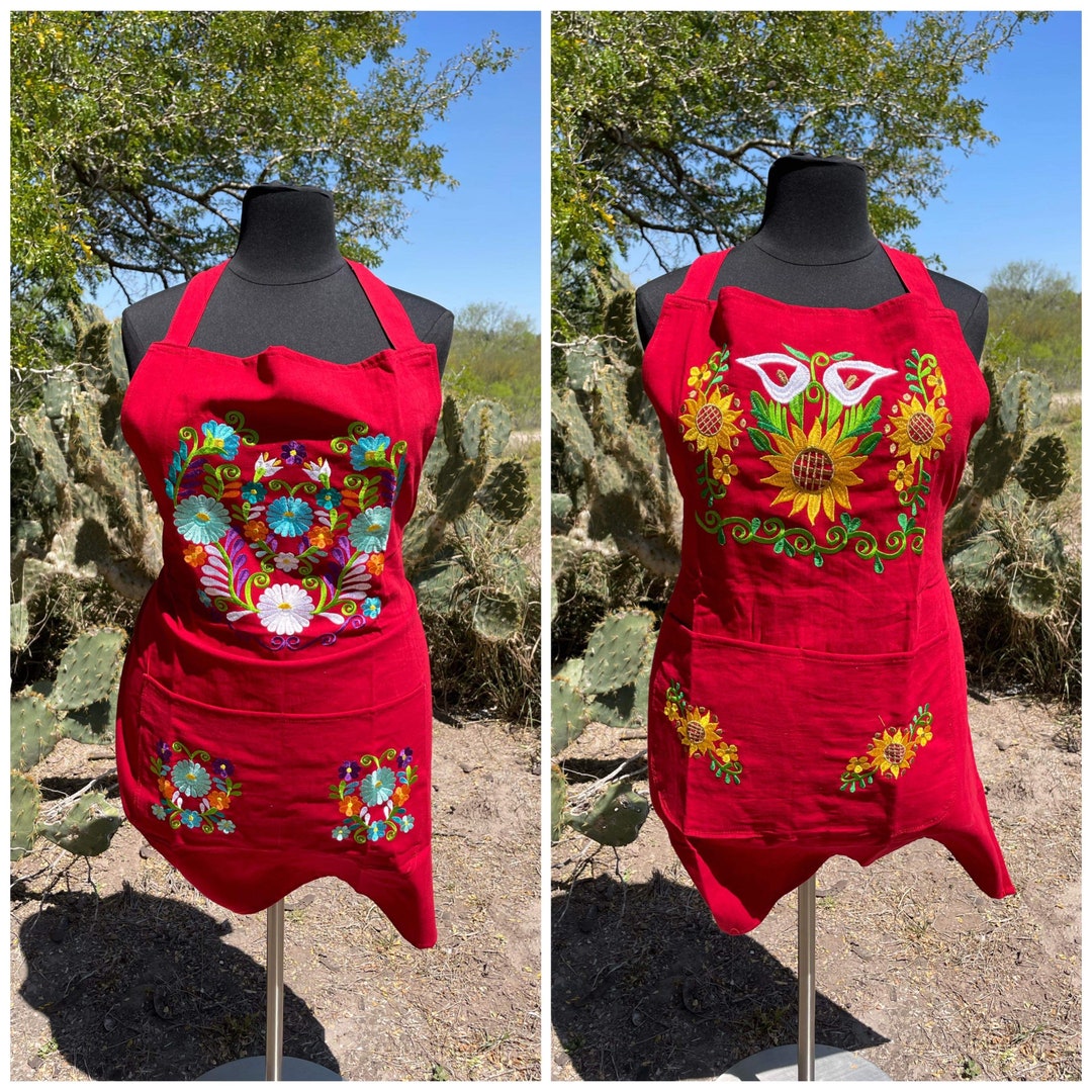 PLUS SIZE - Beautiful Embroidered Aprons - Artisan Made Embroidered ...