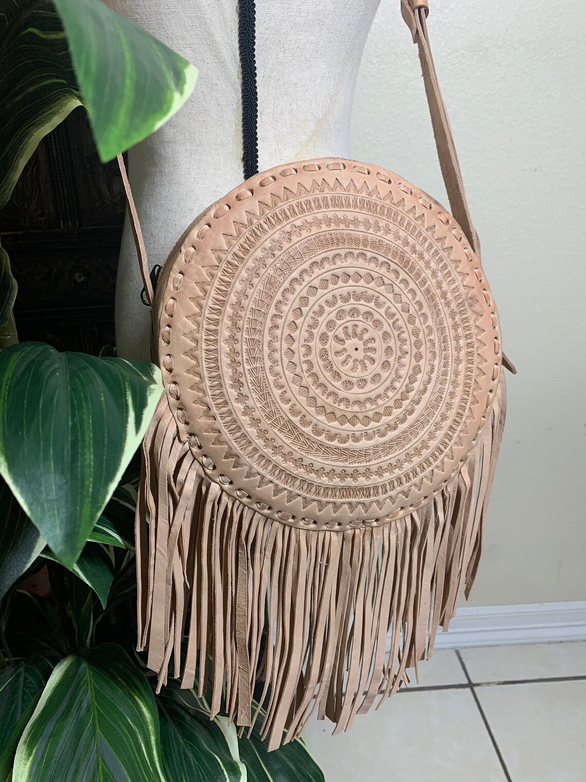 Double Sided Leather Round Purses Embroidered Genuine | Etsy