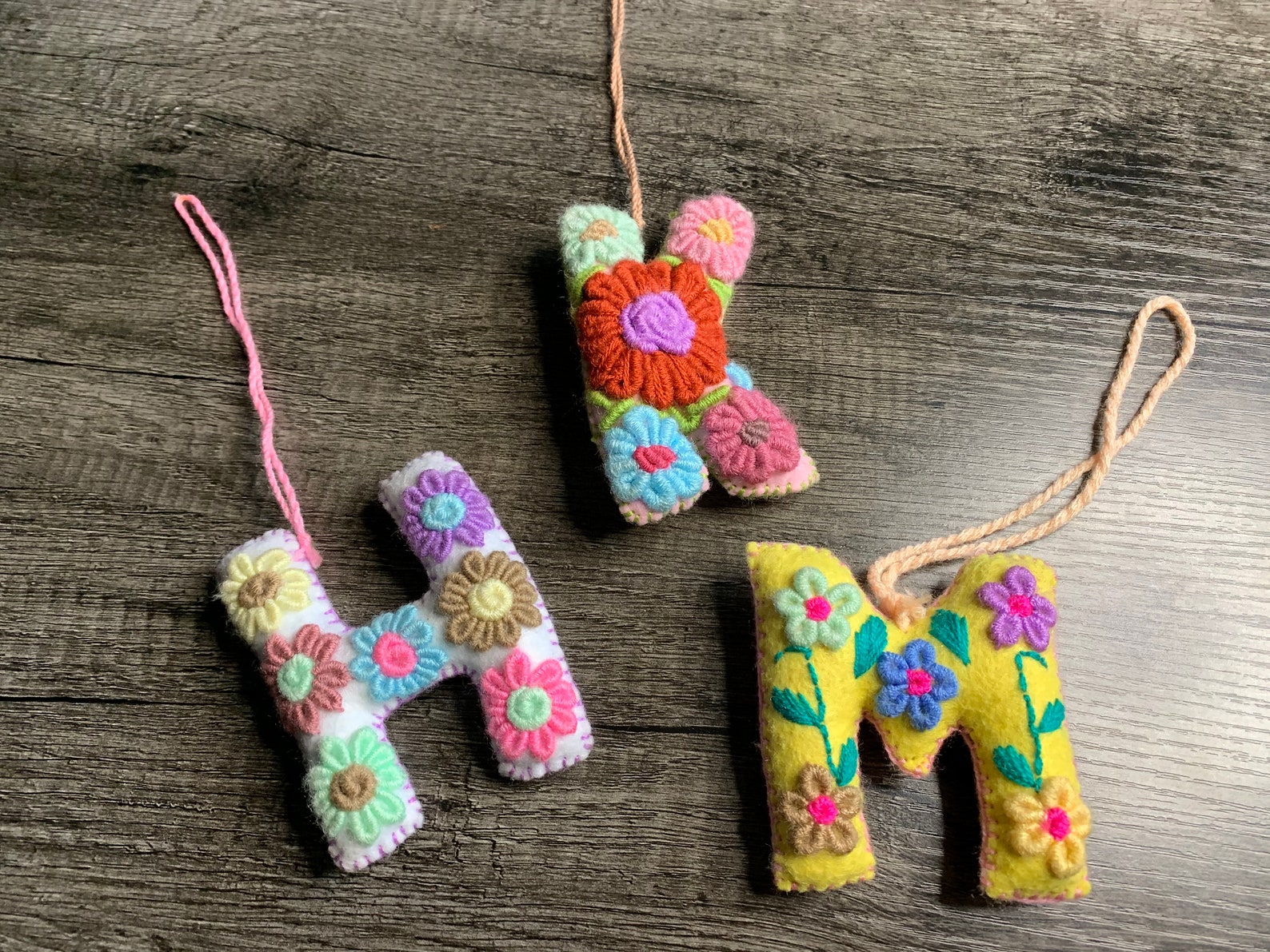 Embroidered Letter Keychain Artisanal Initial Keychain | Etsy