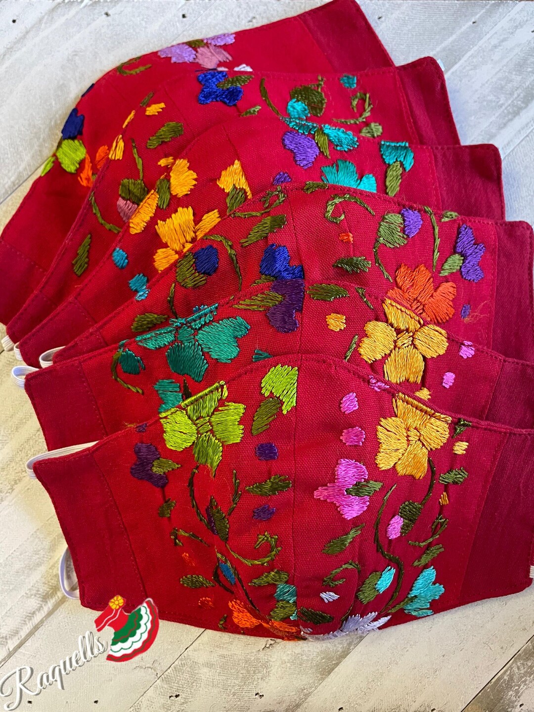 Mexican Simple Embroidered Hot Pink Color Face Mask - Handmade ...