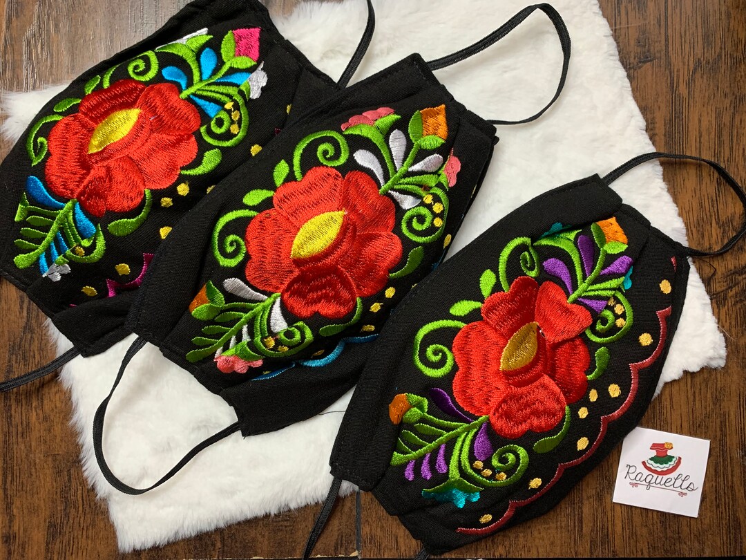 Floral Embroidered Artisanal Face Masks - Etsy