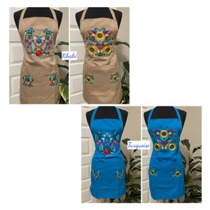Stunning Handcrafted Floral Design Embroidered Cooking Apron | Unique ...
