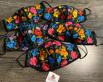 Hand Embroidered Face Mask With Nose Wire Ribbon Embroidery 3 Layers ...