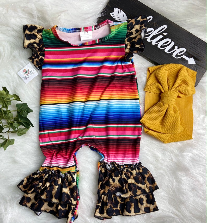 Girls Zarape Bell Bottom Romper Leopard Bell Bottoms | Etsy