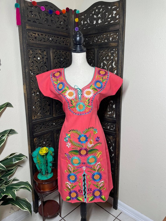 Floral Embroidered Artisanal Dress Handmade Embroidered - Etsy