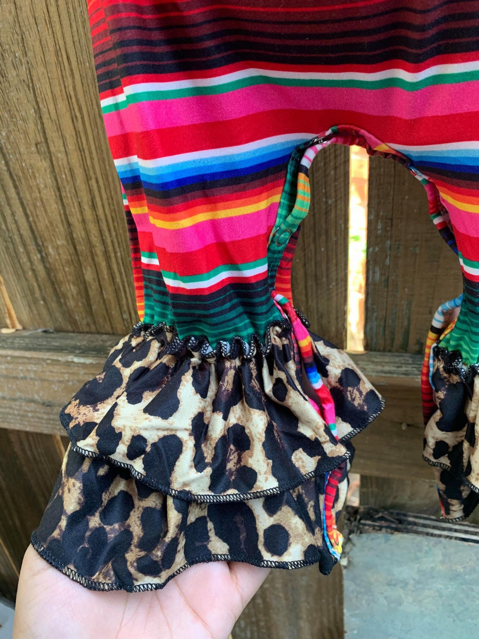 Girls Zarape Bell Bottom Romper Leopard Bell Bottoms | Etsy