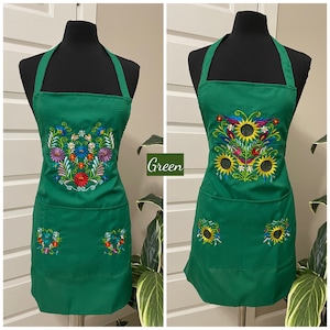 Stunning Handcrafted Floral Design Embroidered Cooking Apron | Unique ...