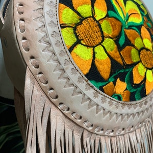 Double Sided Leather Round Purses - Embroidered Genuine Leather Bag - Etsy