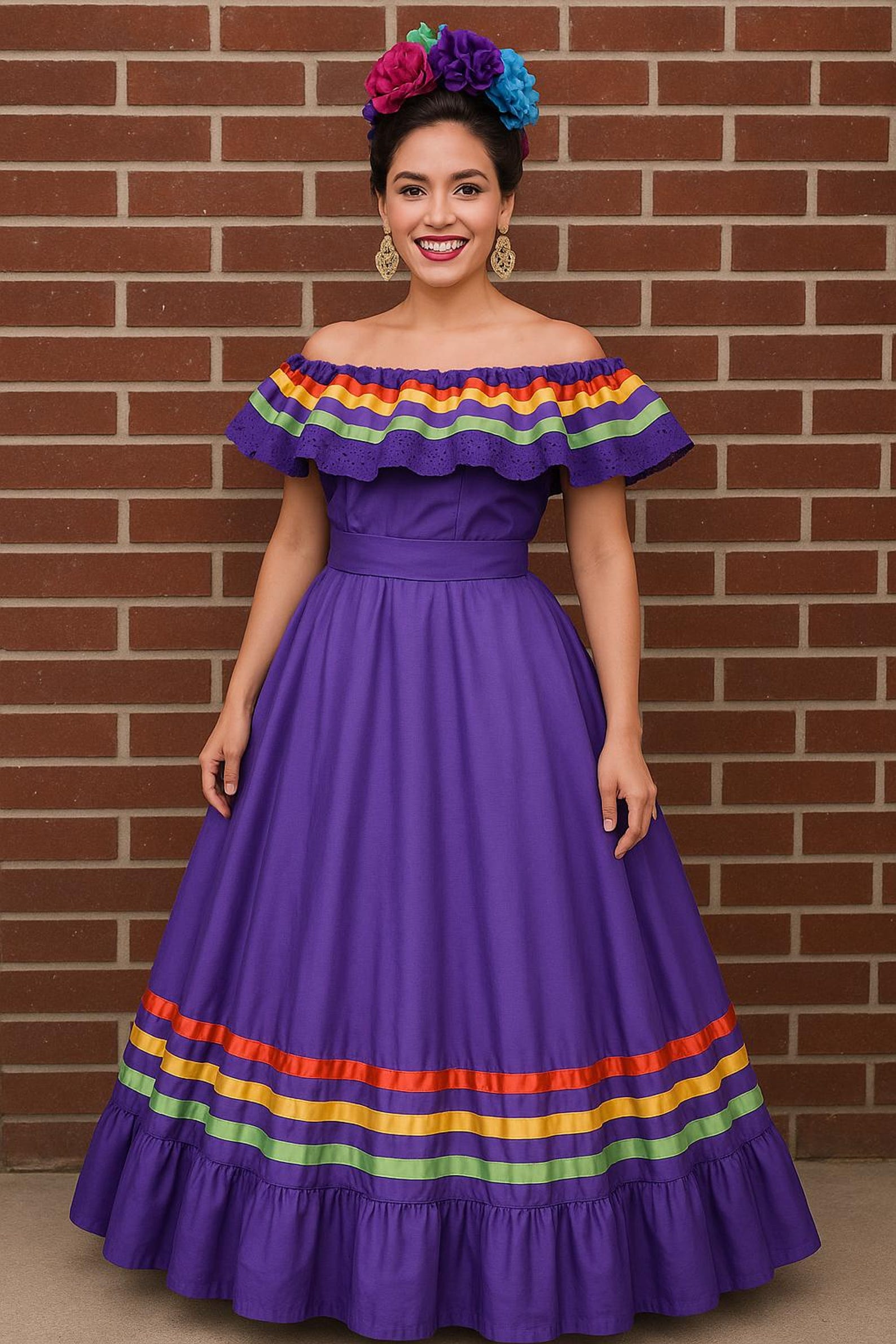 Folkloric Fiesta Dress, Mexican Dance Costume, Pageant Outfit - Etsy