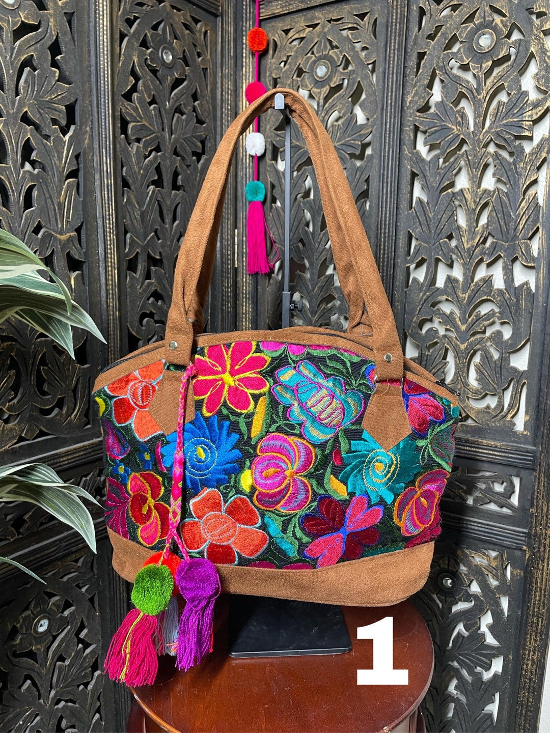 Floral Embroidered Shoulder Bags From Chiapas, Mexico - Handmade ...