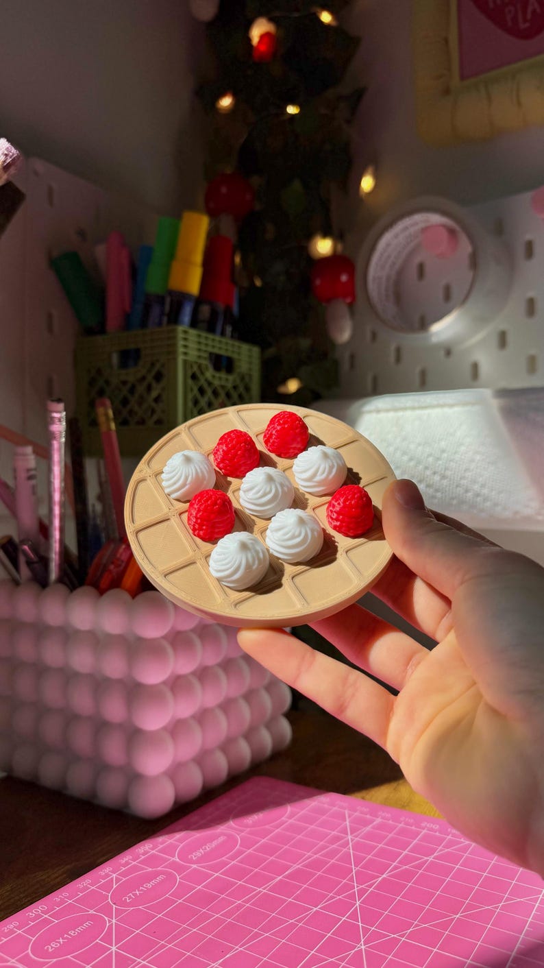 Waffle Tic Tac Toe Game | Raspberry & Cream Fidget Travel Toy - Etsy