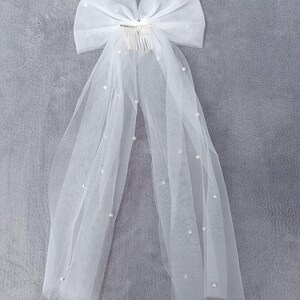 Pearl Bridal Bow Veil: Wedding Hair Clip Accessory - Etsy