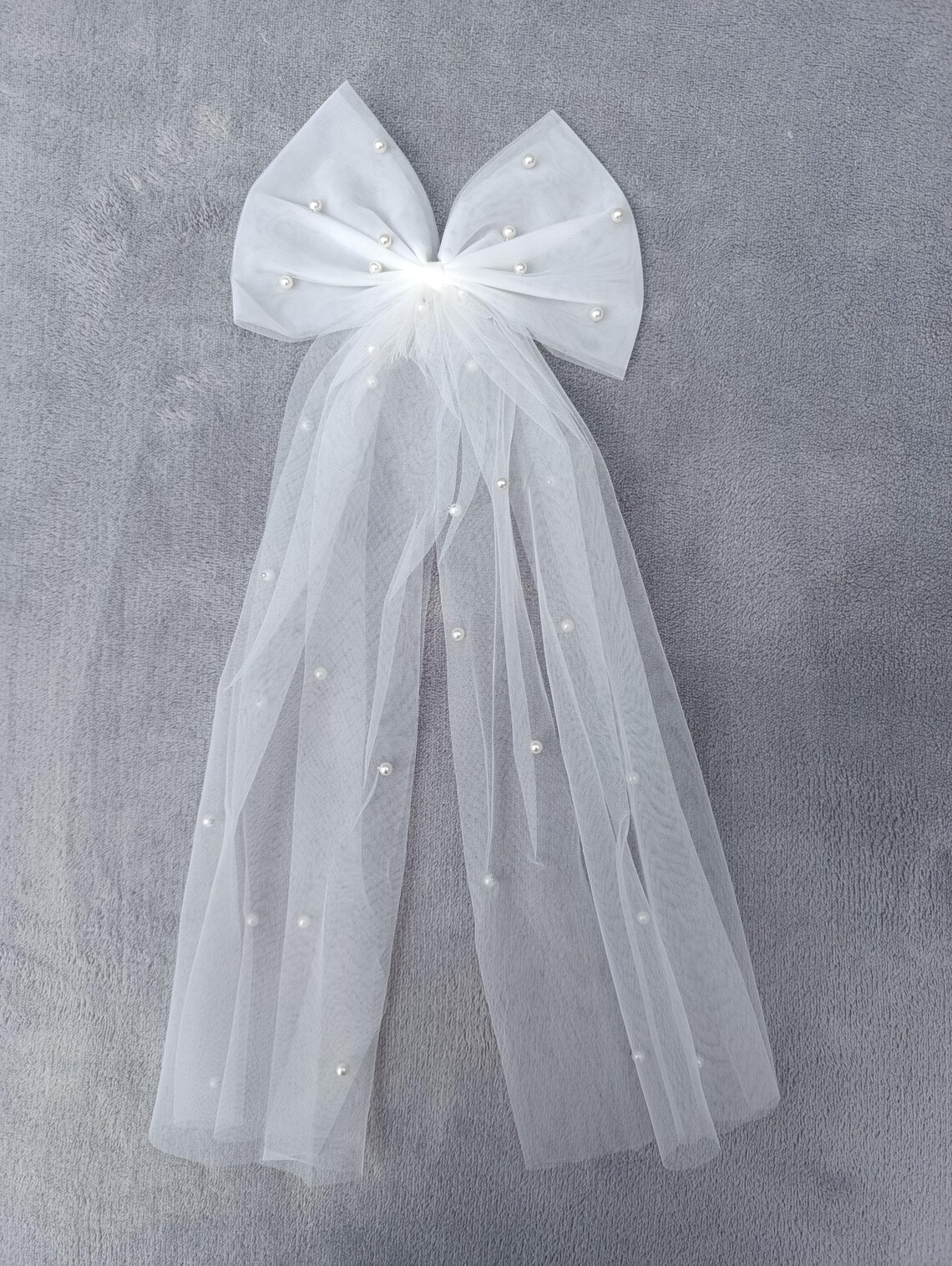 Pearl Bridal Bow Veil: Wedding Hair Clip Accessory - Etsy