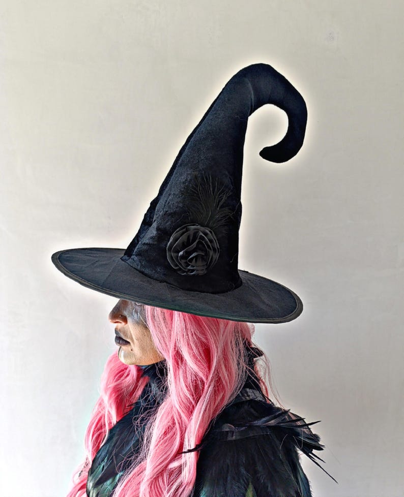 Black Witch Hat With Large Brim Halloween Witch Hat Witch Costumes and ...