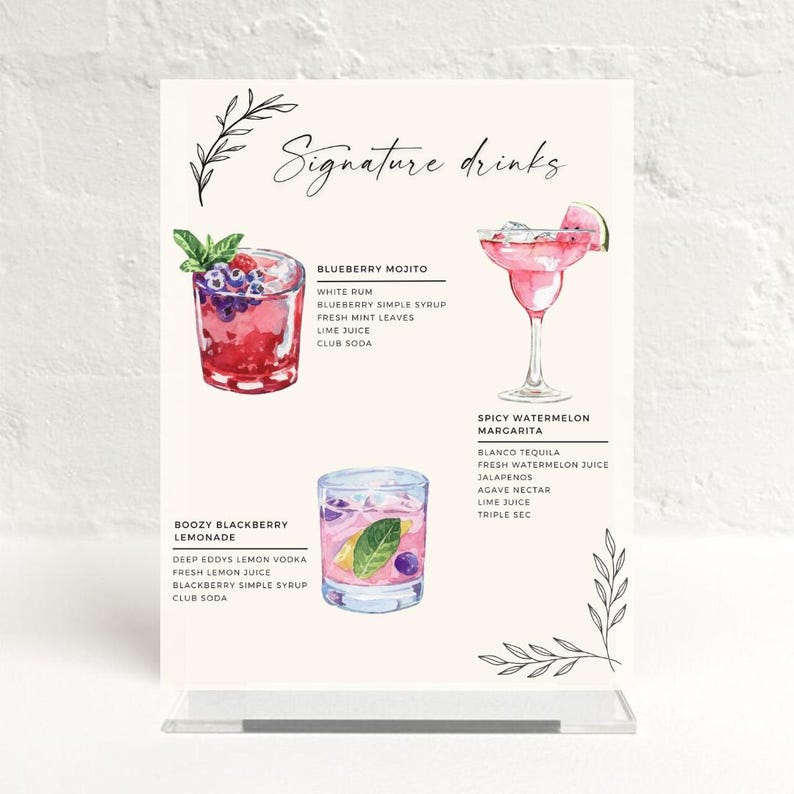 Bar Menu Template, Signature Cocktails, Printable Bar Menu - Etsy
